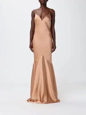 Elisabetta Franchi Satin Maxi Dress - Gold