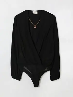 Elisabetta Franchi Georgette Bodysuit Blouse - Black