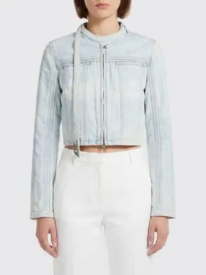 DIESEL® Cropped Denim Jacket With Zip Closure - Blue