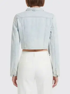 DIESEL® Cropped Denim Jacket With Zip Closure - Blue