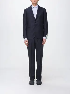 LUIGI BORRELLI Single-breasted Virgin Wool Suit - Navy