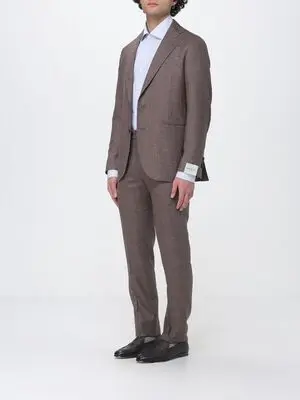 LUIGI BORRELLI Single-breasted Virgin Wool Blend Suit - Brown