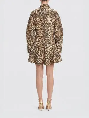 GANNI Leopard Print Shirt Dress