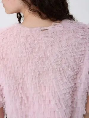 TWINSET Cropped Tulle Jacket With Ruffles - Pink