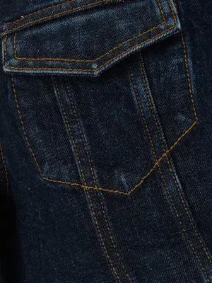 Alaïa Cropped Denim Jacket With Hooded Collar