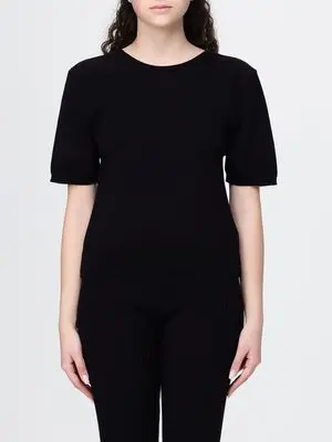 GANNI Organic Cotton Knit Jumper With Back Tie Detail - Black