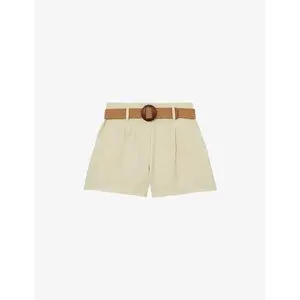 REISS Matilda Belted-waist Linen-blend Shorts