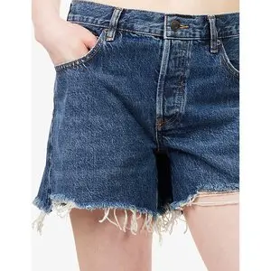 FRAME The Long Hang Mid-rise Denim Shorts
