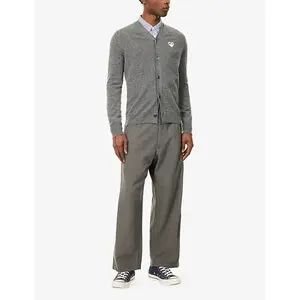 Play Comme Des Garcon Comme Des Garçons Play Embroidered Heart Brushed Wool Knit Cardigan