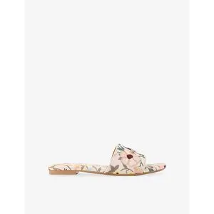 Kurt Geiger Rosetta Embroidered Flat Woven Sandals - White/oth