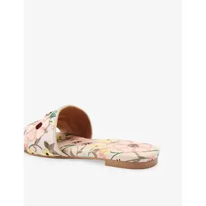 Kurt Geiger Rosetta Embroidered Flat Woven Sandals - White/oth