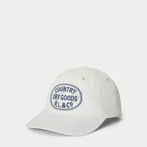 Ralph Lauren Embroidered Patch Herringbone Cap - White