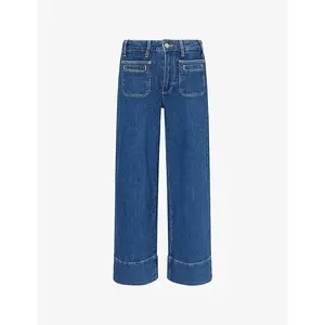 Paige Anessa High-rise Wide-leg Denim Jeans - Navigator