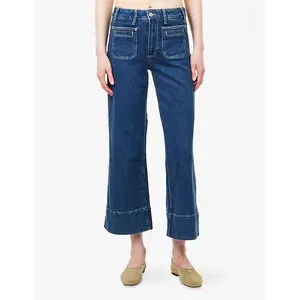 Paige Anessa High-rise Wide-leg Denim Jeans - Navigator