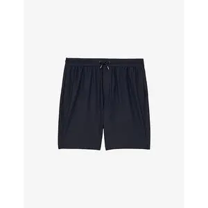 REISS Seersucker Stretch-woven Shorts - Navy