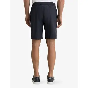 REISS Stretch-woven Seersucker Shorts - Navy