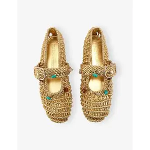 Kurt Geiger Naomi Charm Leather Ballet Flats - Gold