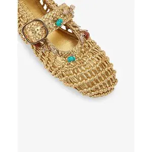 Kurt Geiger Naomi Charm Leather Ballet Flats - Gold