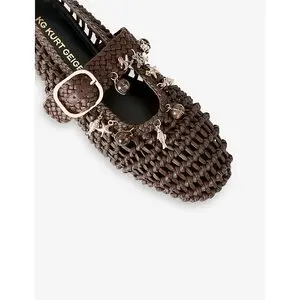 Kurt Geiger Naomi Charm Leather Ballet Flats - Brown