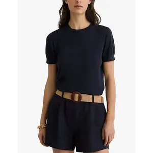REISS Livy Short Sleeve Silk And Linen-blend Top