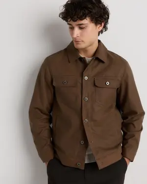 Quince Waxed Canvas Trucker Jacket - Tan