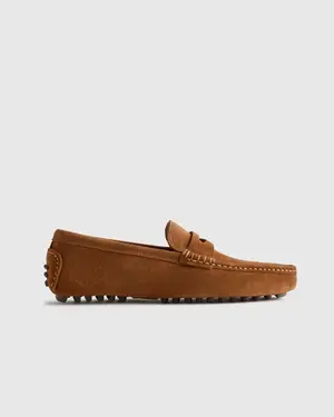 Quince Suede Driving Loafers - Whiskey