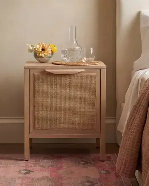 Quince Solid Wood And Rattan 1-door Nightstand, Size