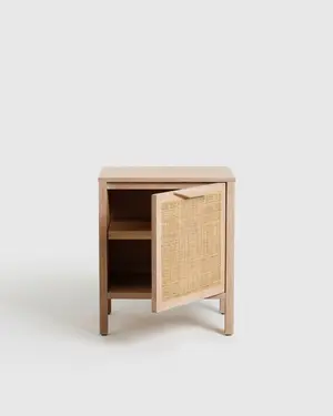 Quince Solid Wood And Rattan 1-door Nightstand, Size