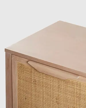 Quince Solid Wood And Rattan 1-door Nightstand, Size