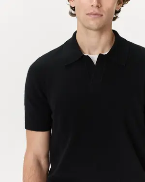 Quince 100% Mongolian Cashmere Johnny Collar Polo Sweater - Black