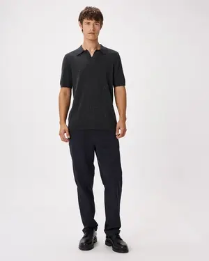 Quince 100% Mongolian Cashmere Johnny Collar Polo Sweater - Charcoal