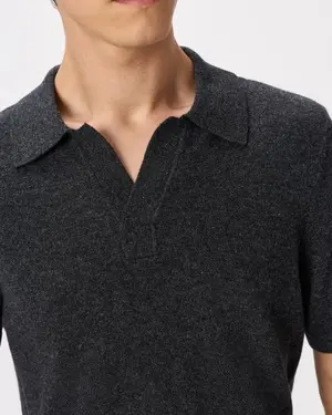 Quince 100% Mongolian Cashmere Johnny Collar Polo Sweater - Charcoal