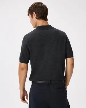Quince 100% Mongolian Cashmere Johnny Collar Polo Sweater - Charcoal
