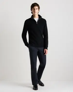 Quince Ribbed Quarter-zip Sweater - Black