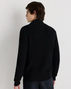 Quince Ribbed Quarter-zip Sweater - Black