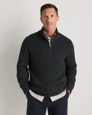 Quince Ribbed Quarter-zip Sweater - Charcoal