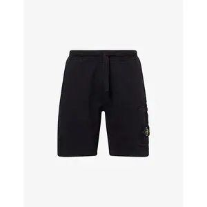 Stone Island Compass Badge Cotton-jersey Sweat Shorts - Black