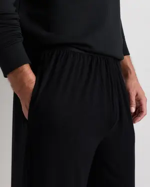 Quince Bamboo Jersey Relaxed Lounge Pants - Black
