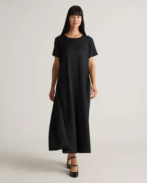 Quince Quince Washable Stretch Silk Voluminous Maxi Dress Black