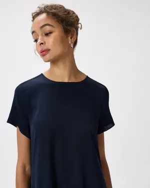Quince Washable Stretch Silk Voluminous Maxi Dress - Navy