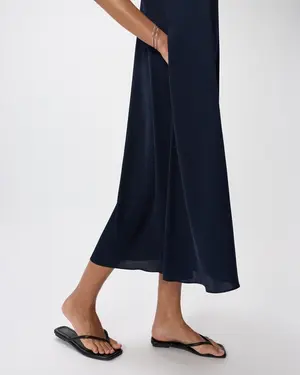 Quince Washable Stretch Silk Voluminous Maxi Dress - Navy