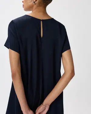 Quince Washable Stretch Silk Voluminous Maxi Dress - Navy