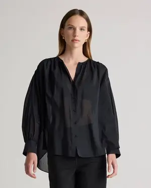 Quince Cotton-silk Voile Blouson Blouse