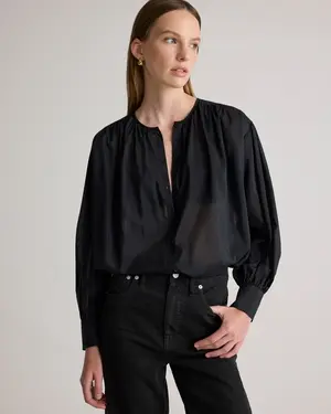 Quince Cotton-silk Voile Blouson Blouse