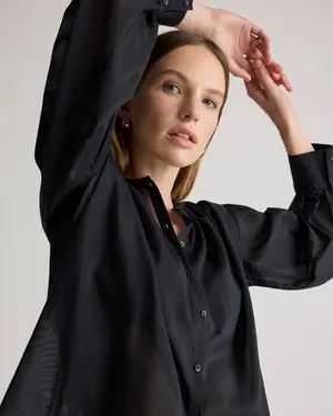 Quince Cotton-silk Voile Blouson Blouse