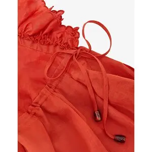 REISS V-neck Ramie-blend Top