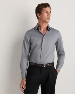 Quince Supima Cotton Herringbone Dress Shirt - Grey