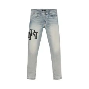 Amiri Staggered Logo Skinny Jean - Black