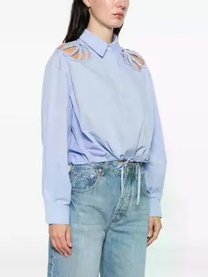 Sandro Embellished Cotton Shirt - Blue