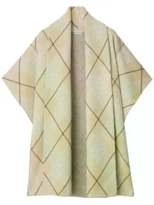 Burberry Checked Wool-blend Cape - Neutrals